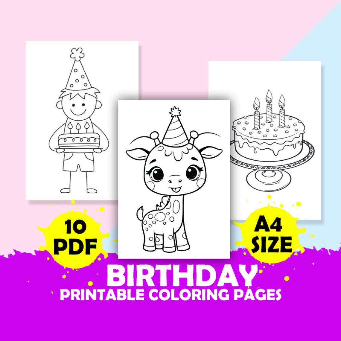 Birthday Party Coloring Sheet, Birthday Coloring Pages, Birthday ...