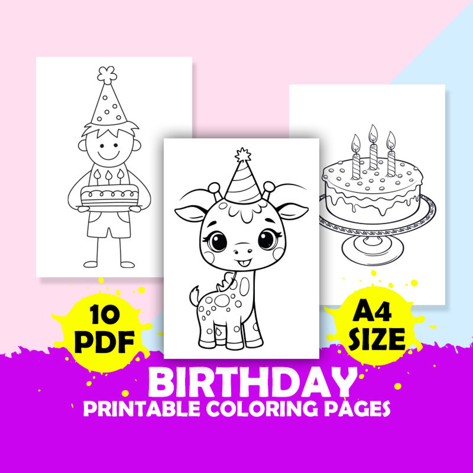 Birthday Party Coloring Sheet, Birthday Coloring Pages, Birthday ...