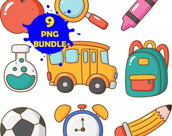 School Clipart Set, School Supplies Clipart Set, Stationery, Back to ...