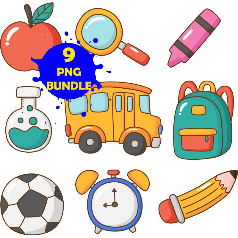 School Clipart Set, School Supplies Clipart Set, PNG Files, Pencils ...