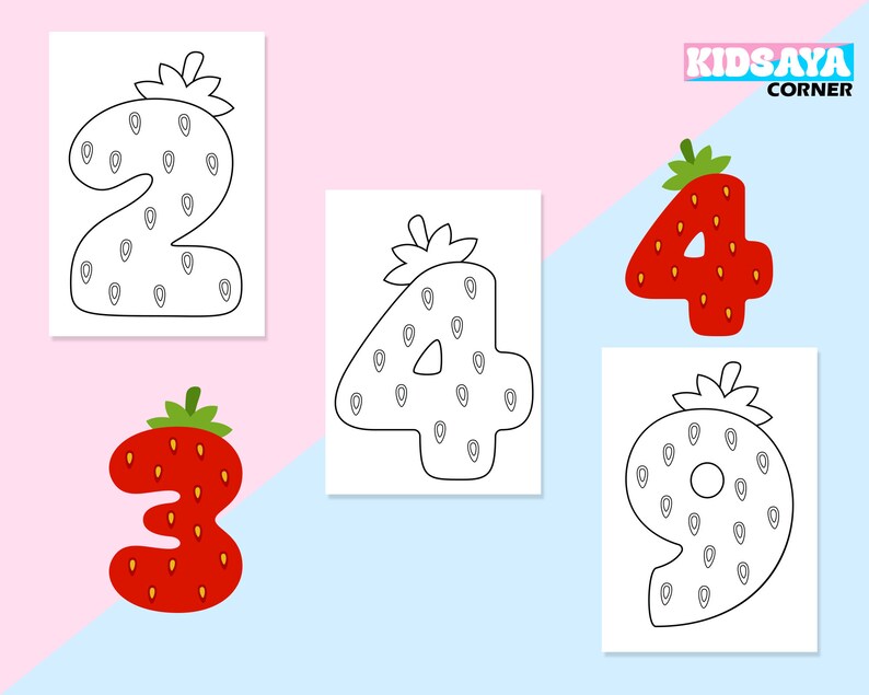 Birthday Party Coloring Sheet, Strawberry Numbers Coloring Pages, Baby ...