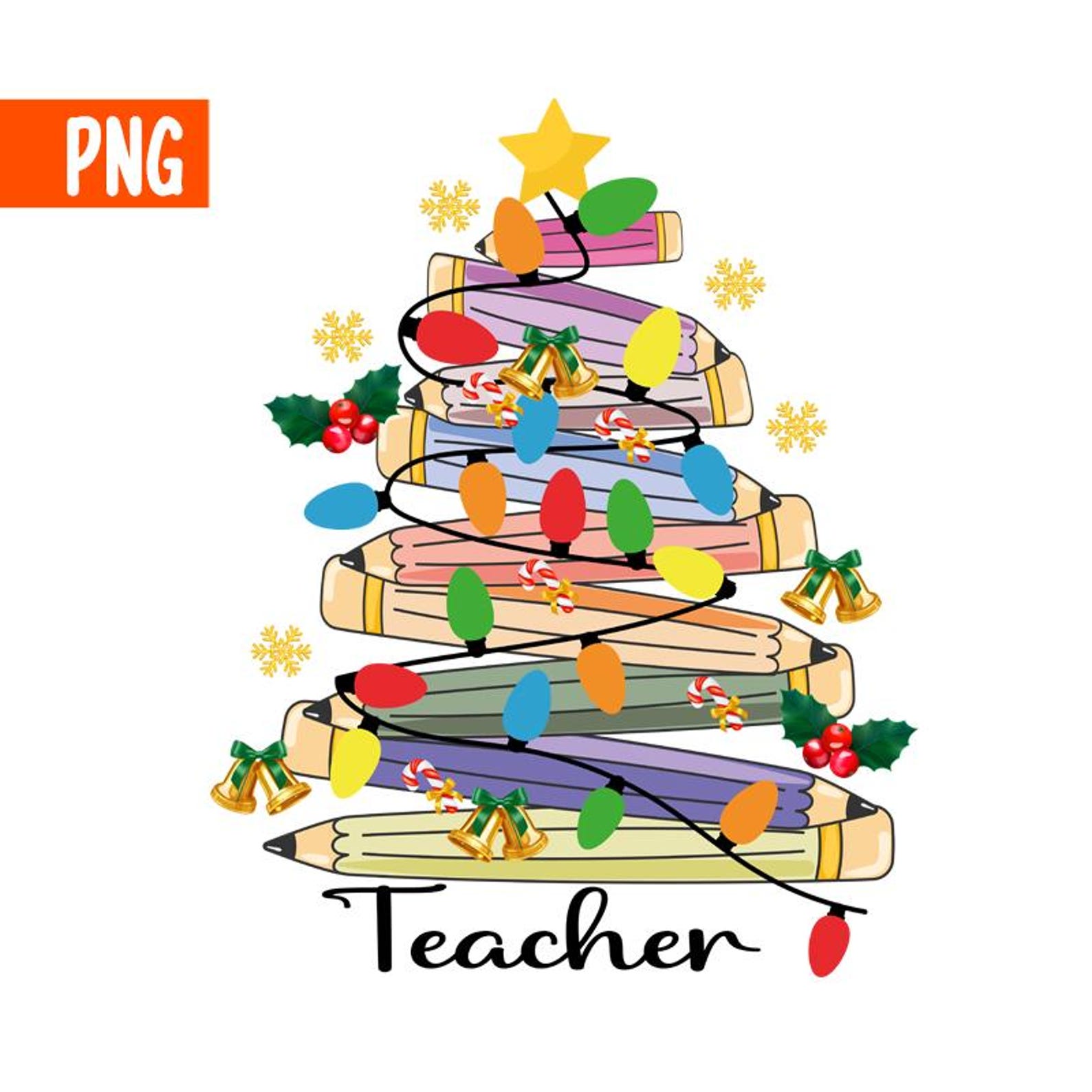 Christmas Pencil Tree Teacher Png, Teacher Png, Teacher Christmas Shirt ...