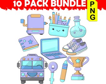 School Clipart Set, School Supplies Clipart Set, PNG Files, Crayons ...