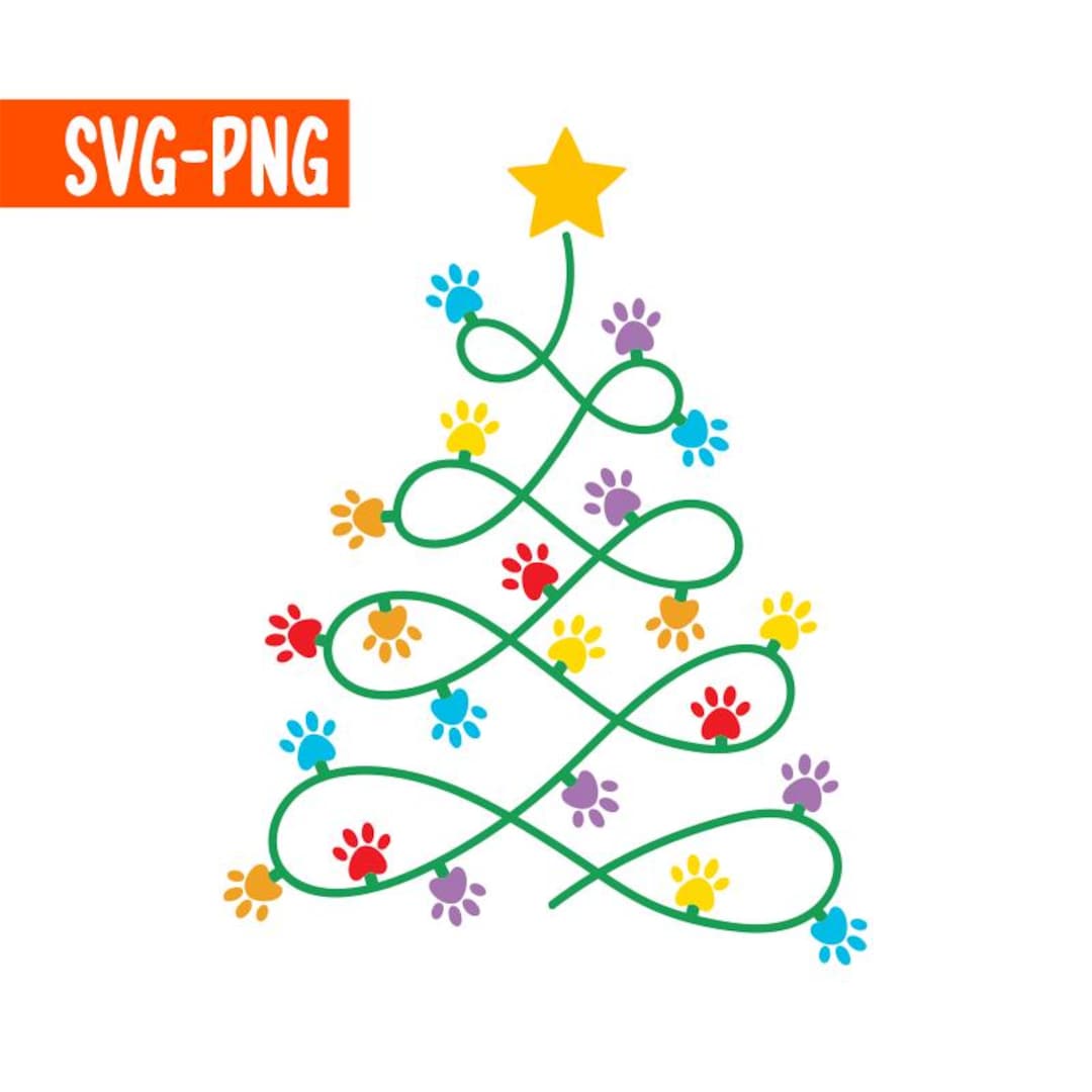 Paw Tree Svg, Christmas, Paw Print Christmas Tree Svg, Paws Cut Files ...