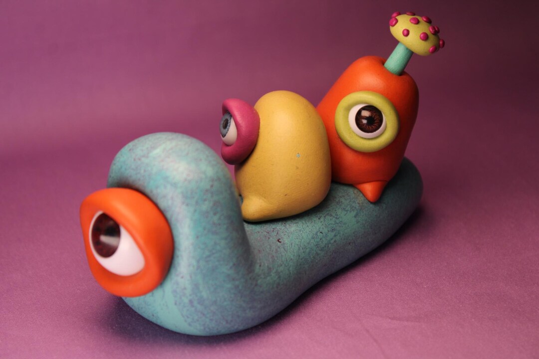 Big Blue Slug With Yellow and Orange Buddies - Etsy