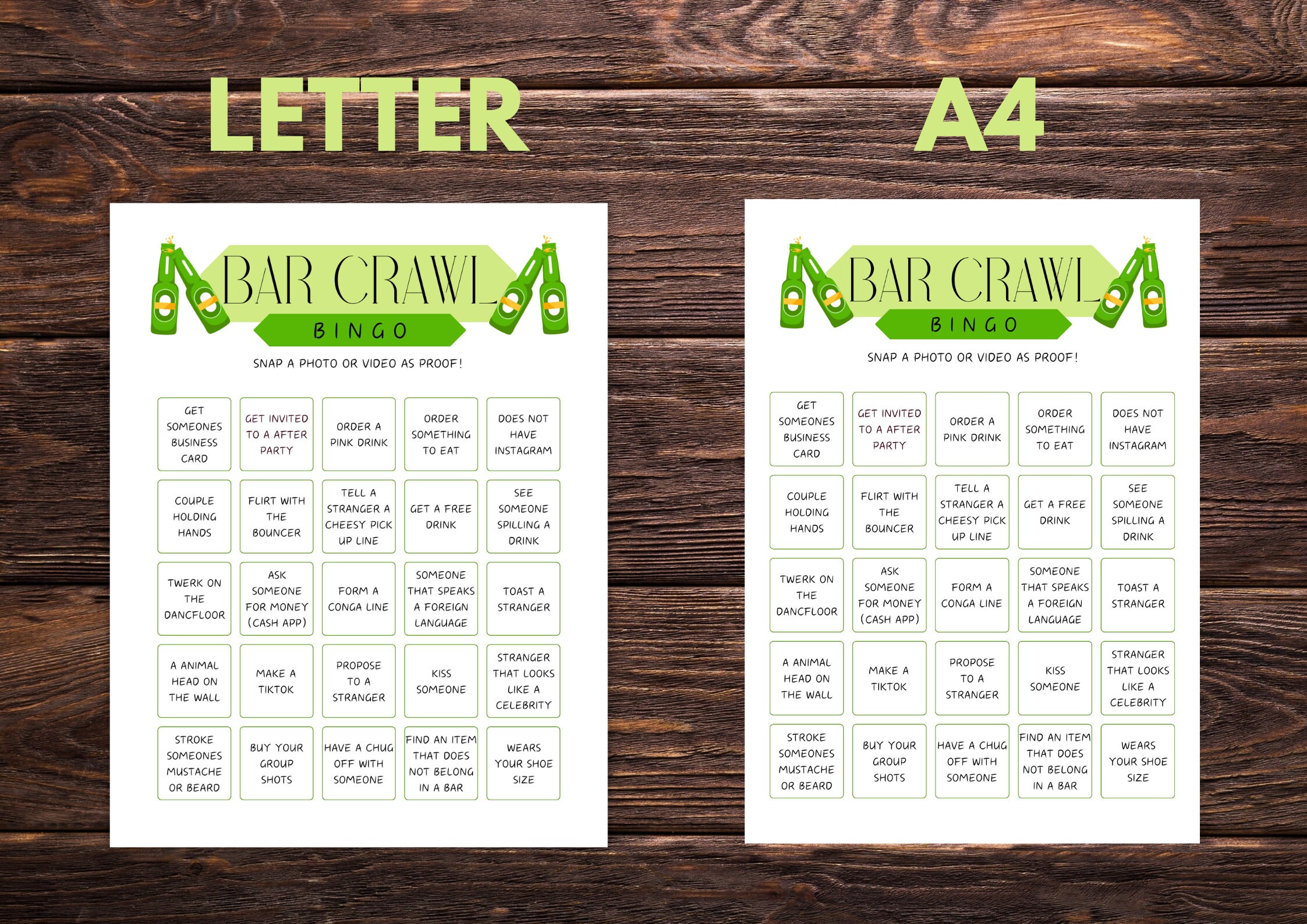 Bar Crawl Bingo, Birthday Bar Crawl Printable, Ladies Night Scavenger ...