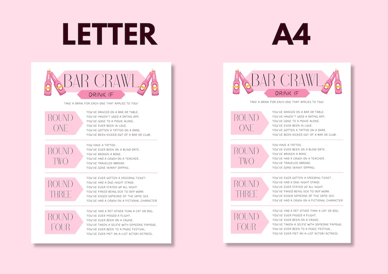 Bar Crawl Scavenger Hunt, Birthday Bar Crawl Printable, Ladies Night ...