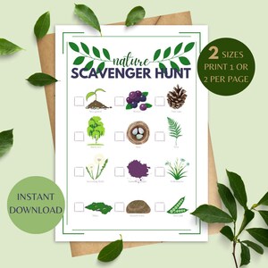 Nature Scavenger Hunt Game for Kids, Outdoor Hiking Treasure, Printable ...