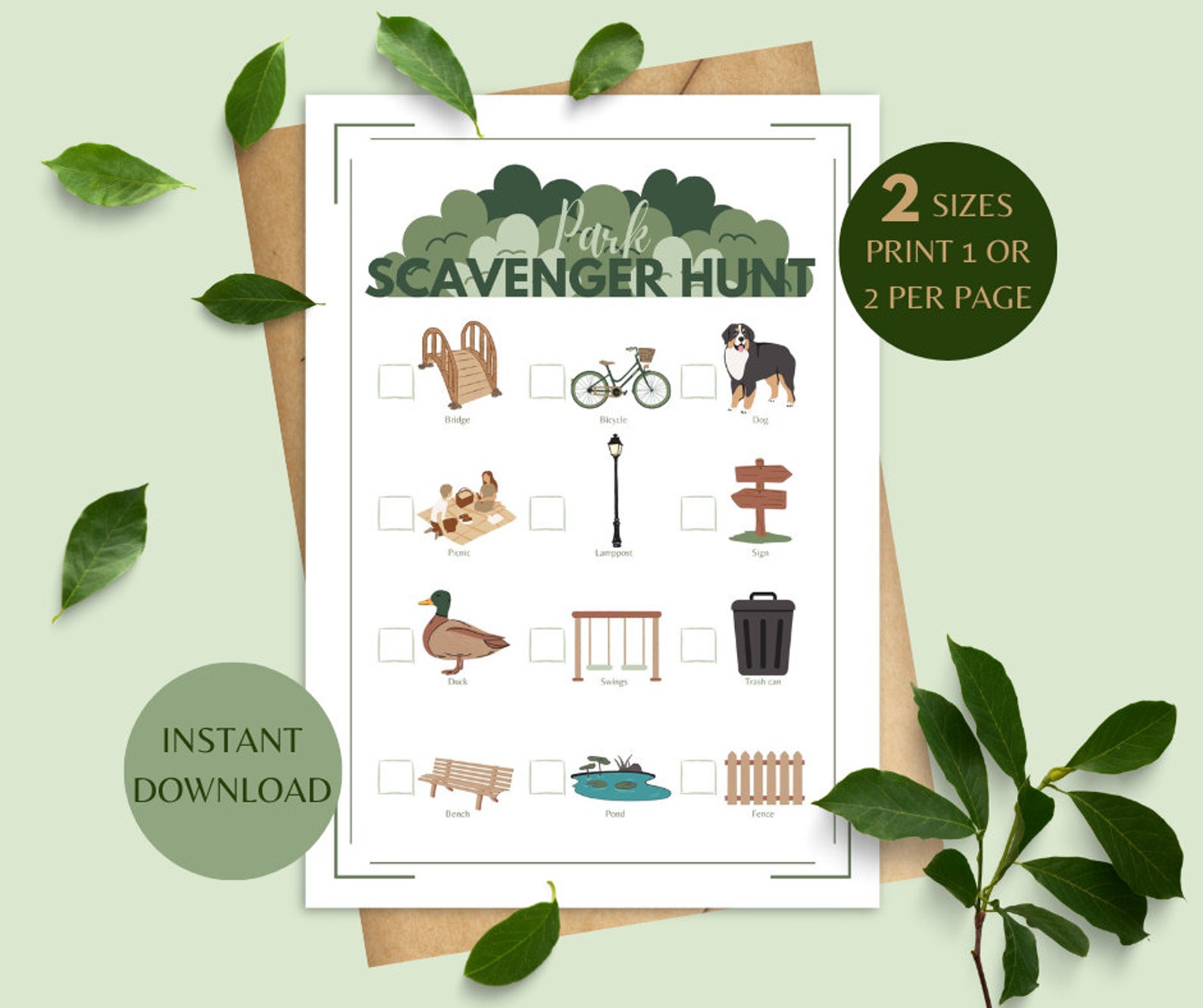 Park Scavenger Hunt Game, Outdoor Hiking Treasure for Kids, Nature ...