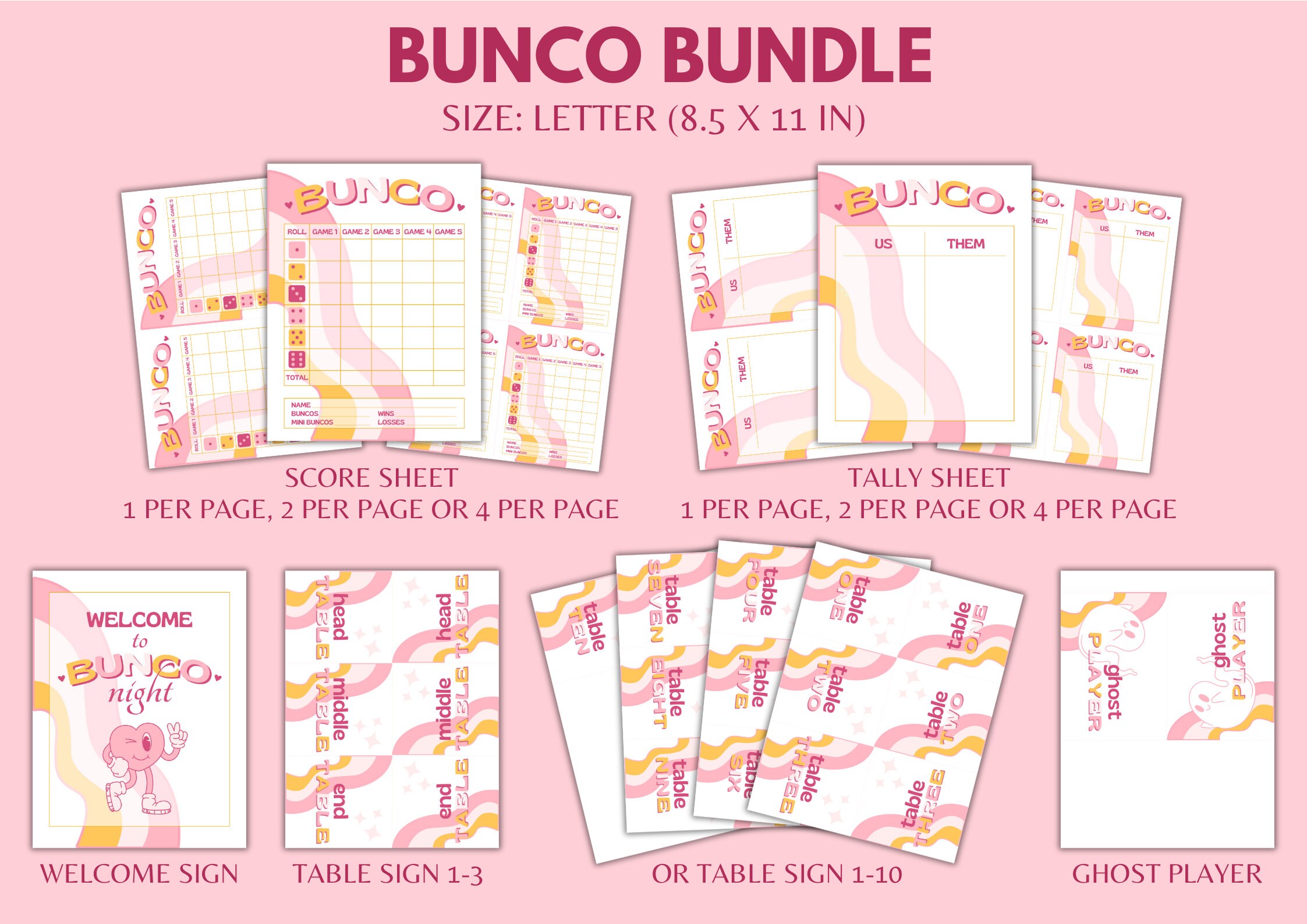 Retro Bunco Reunion Games, Dice Game for Family Game Night, Printable ...