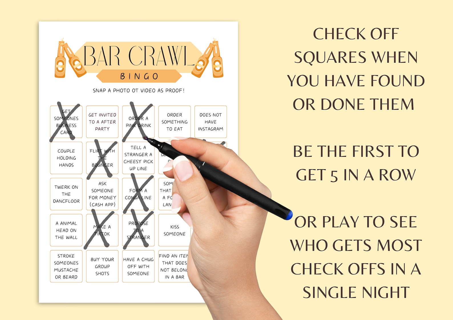Bar Crawl Bingo, Birthday Bar Crawl Printable, Ladies Night Scavenger ...