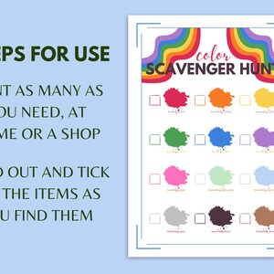 Color Scavenger Hunt Game for Kids, Preschool Teaching Printable Indoor ...