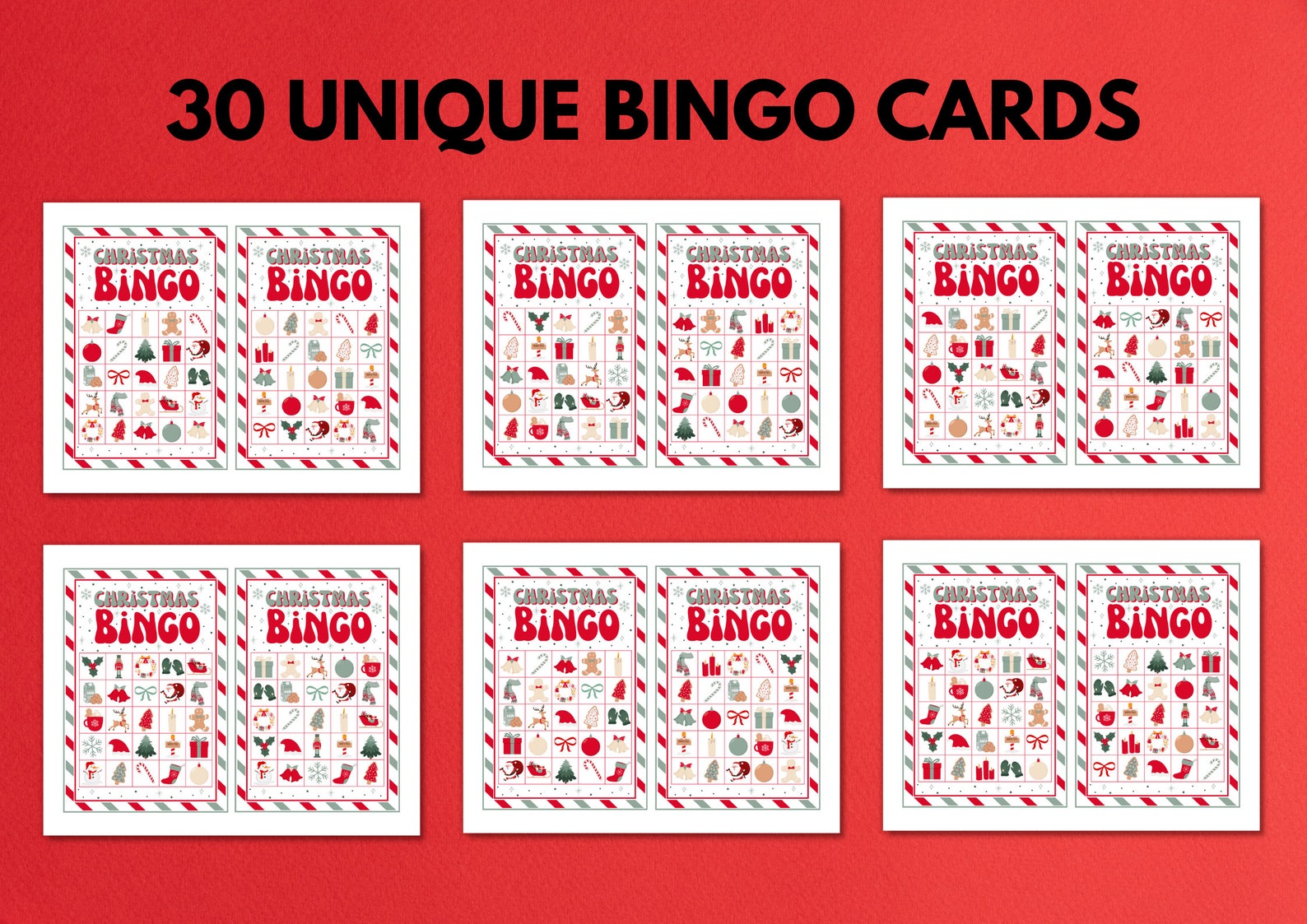 Christmas Bingo Party Games December, Xmas Family Games, Friendsmas ...