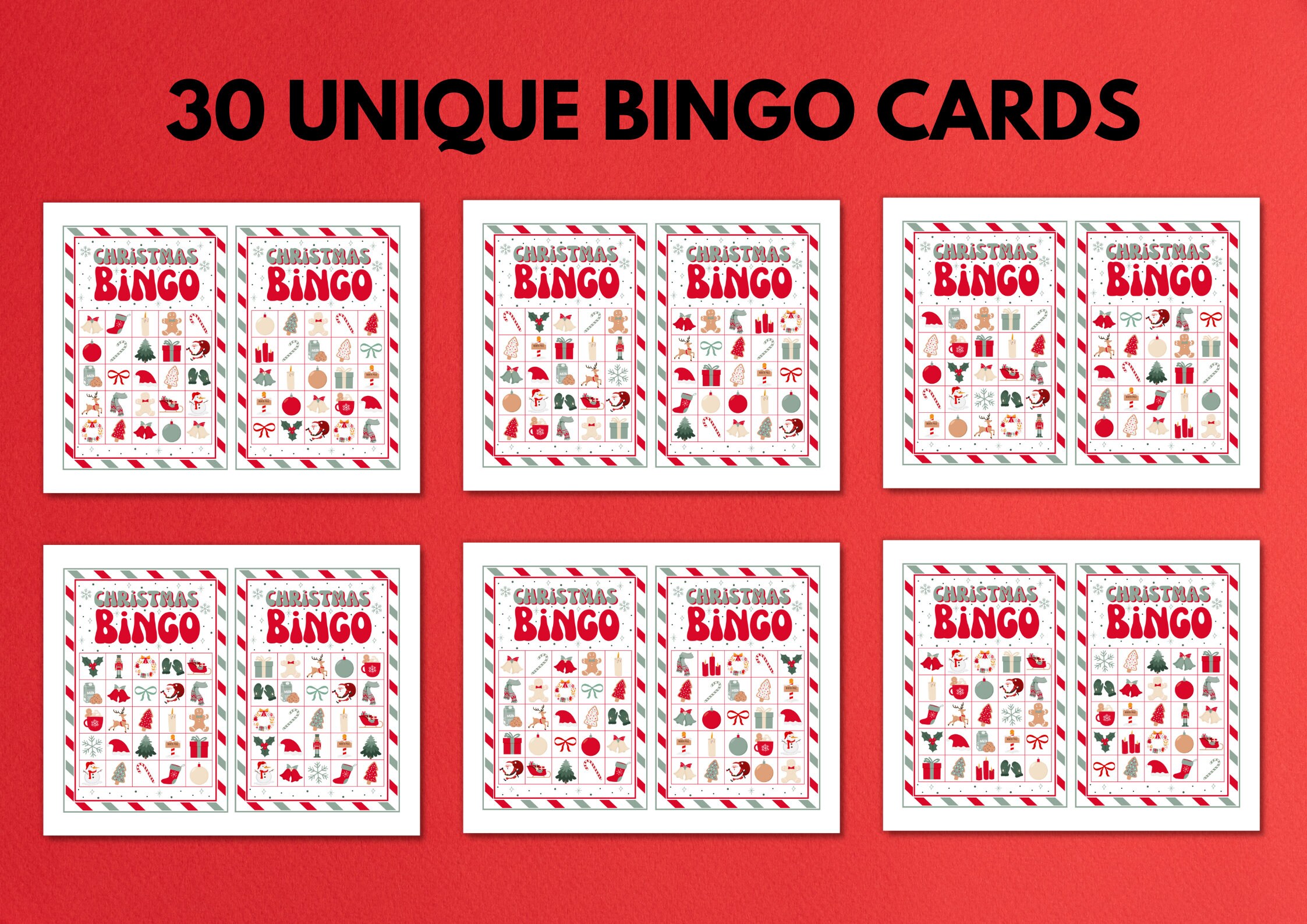 Christmas Bingo Party Games December, Xmas Family Games, Friendsmas ...