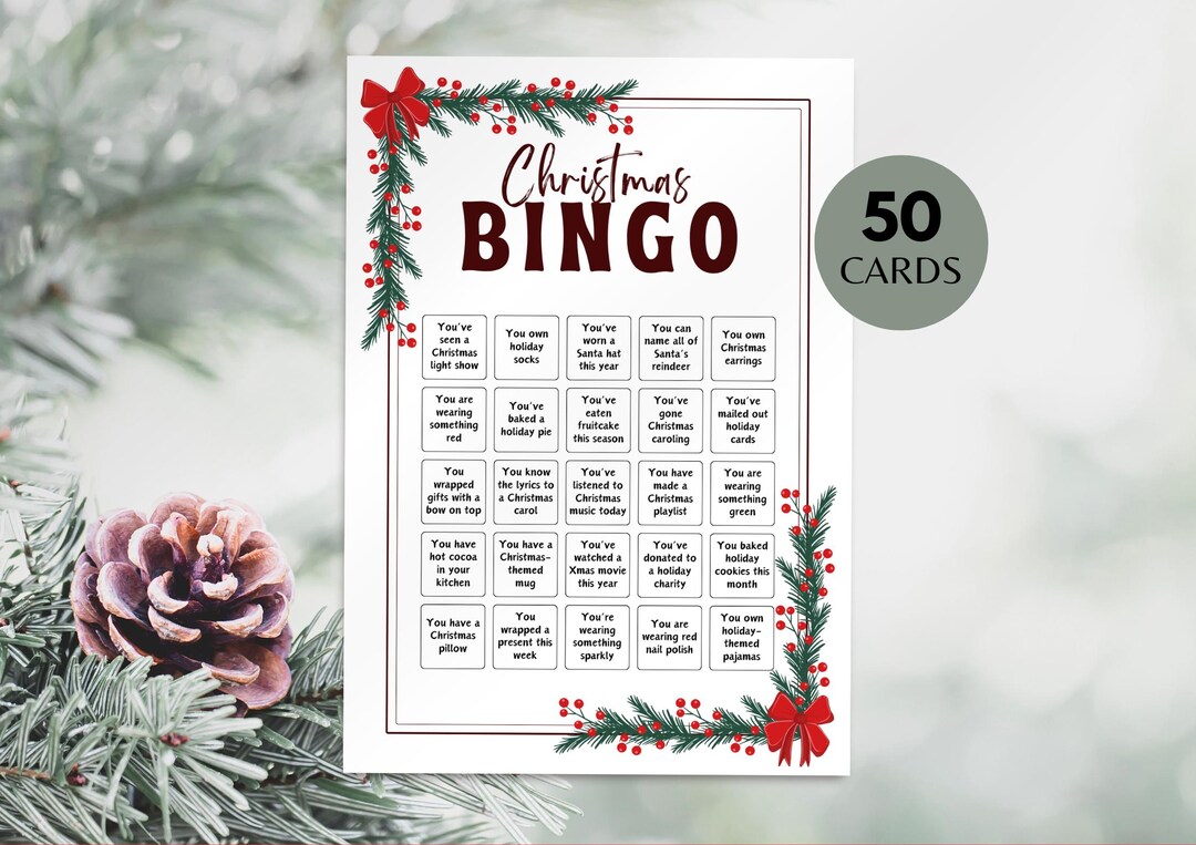 Christmas Bingo Party Games December, Xmas Family Games, Friendsmas ...