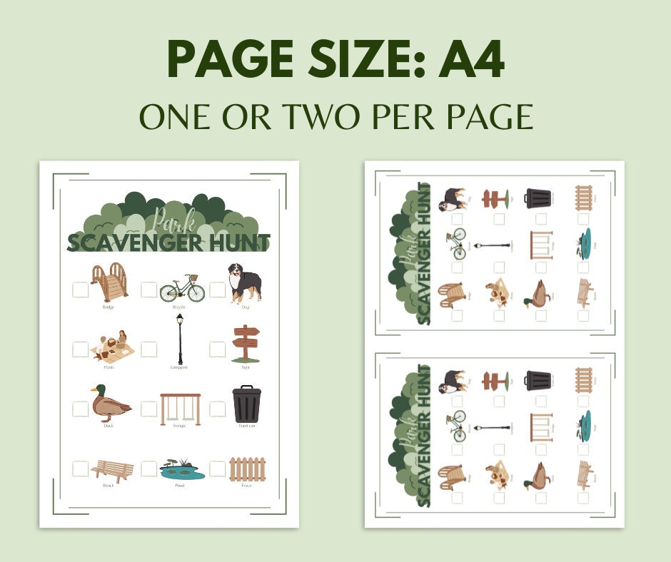 Park Scavenger Hunt Game, Outdoor Hiking Treasure for Kids, Nature ...