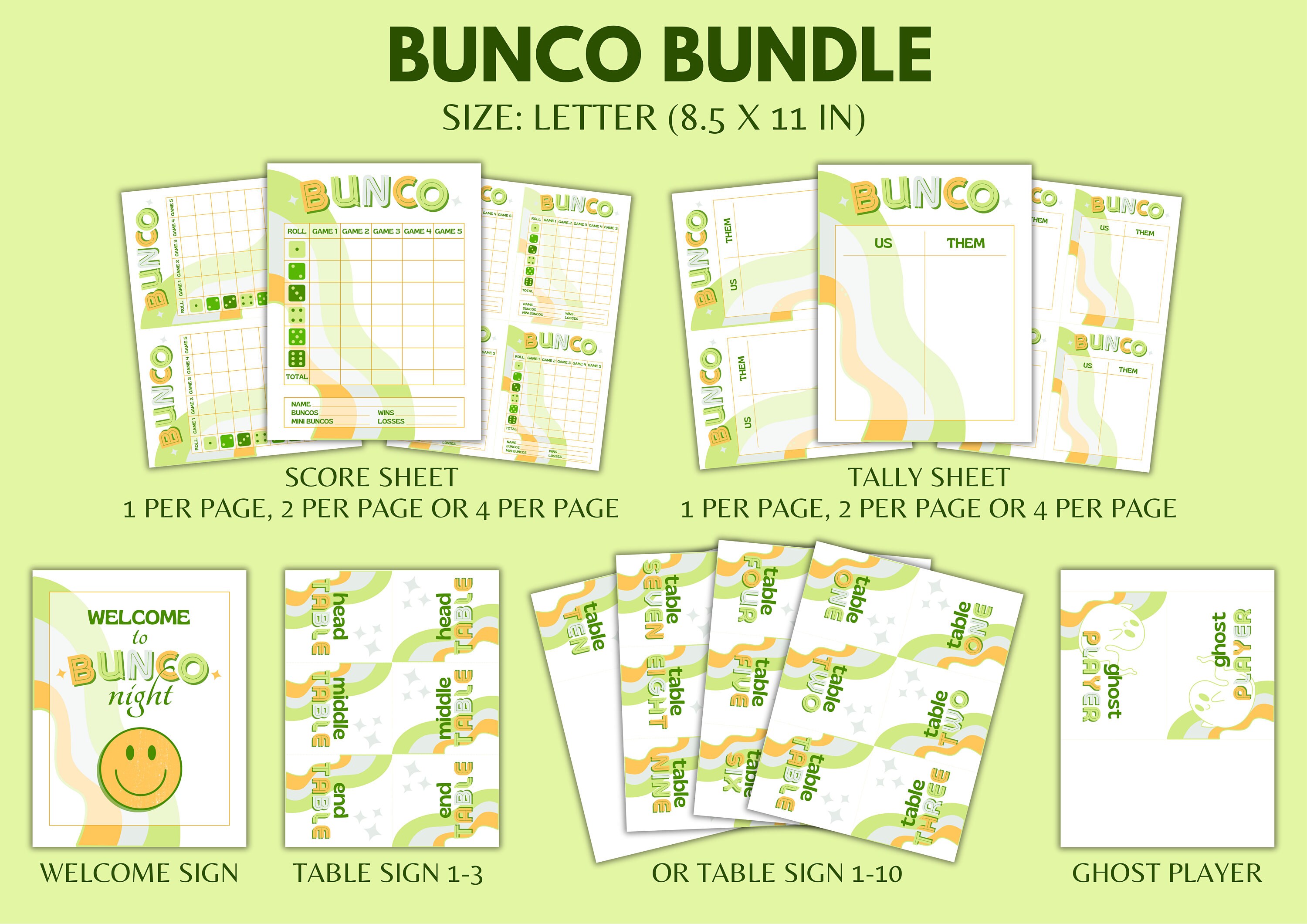 Retro Bunco Reunion Games, Dice Game for Family Game Night, Printable ...