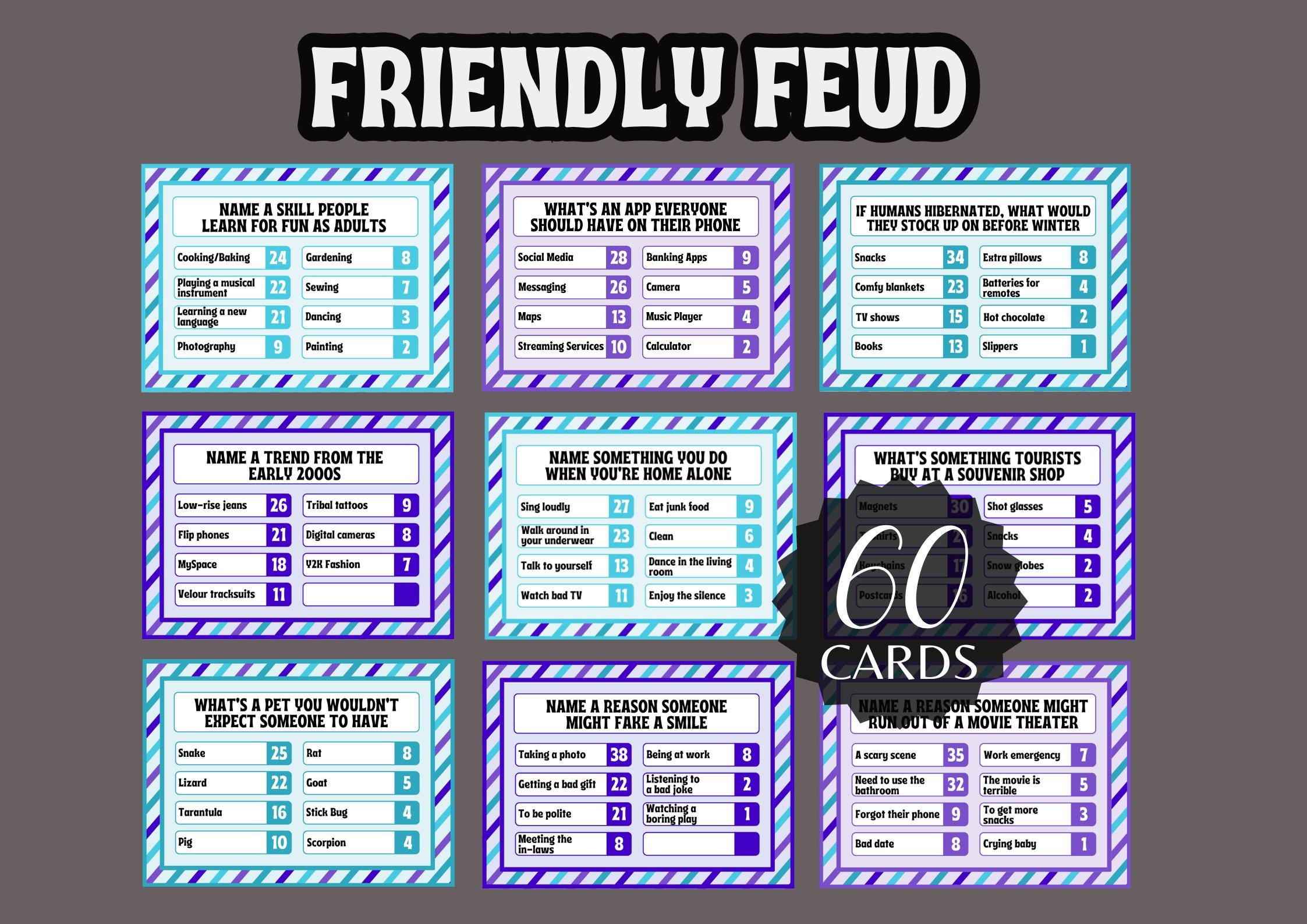 Friendly Feud Trivia Family Reunion Games, Team Building Games, Work ...