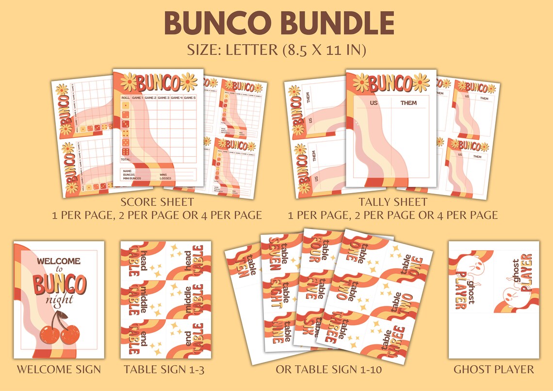 Retro Bunco Reunion Games, Dice Game for Family Game Night, Printable ...