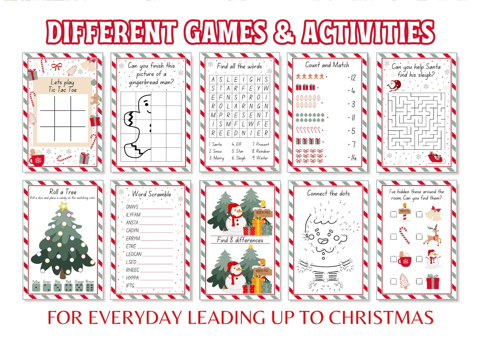 Printable Elf Kit Christmas Games and Activities, Elf Arrival Advent ...
