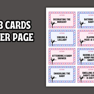 Baby Shower Charades Cards Act It, Gender Reveal Games Printable Baby ...