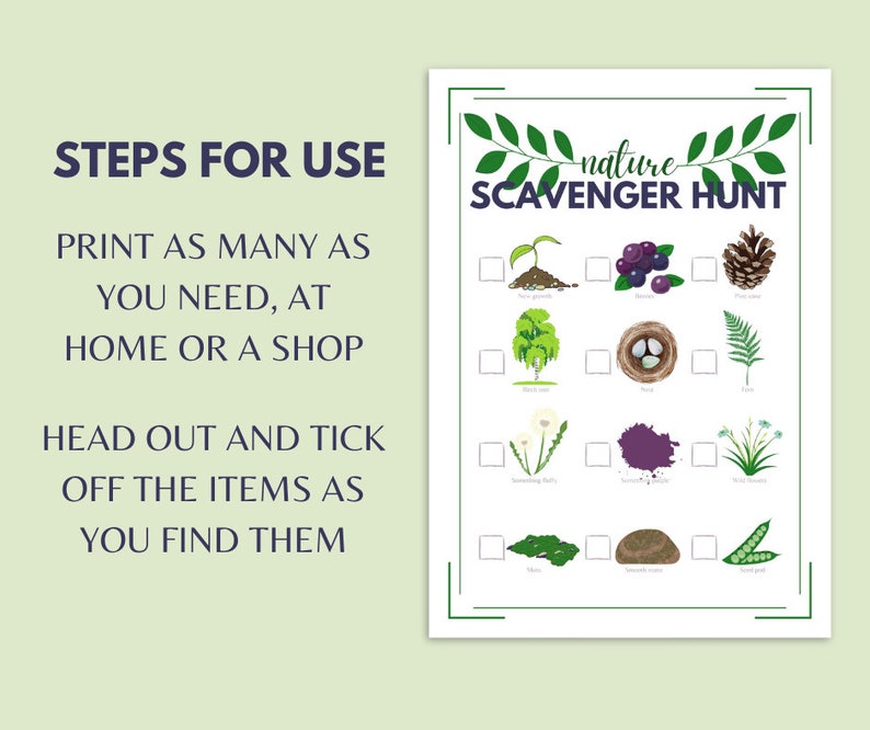 Nature Scavenger Hunt Game for Kids, Outdoor Hiking Treasure, Printable ...