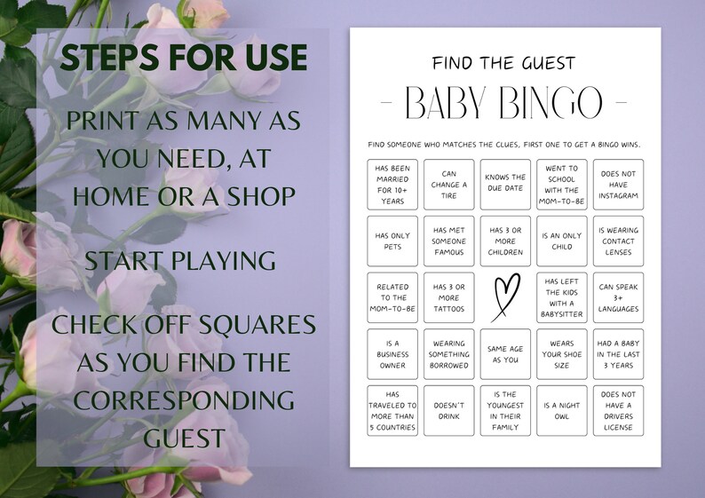 Baby Bingo Find the Guest, Printable Baby Shower Game, Editable Ice ...