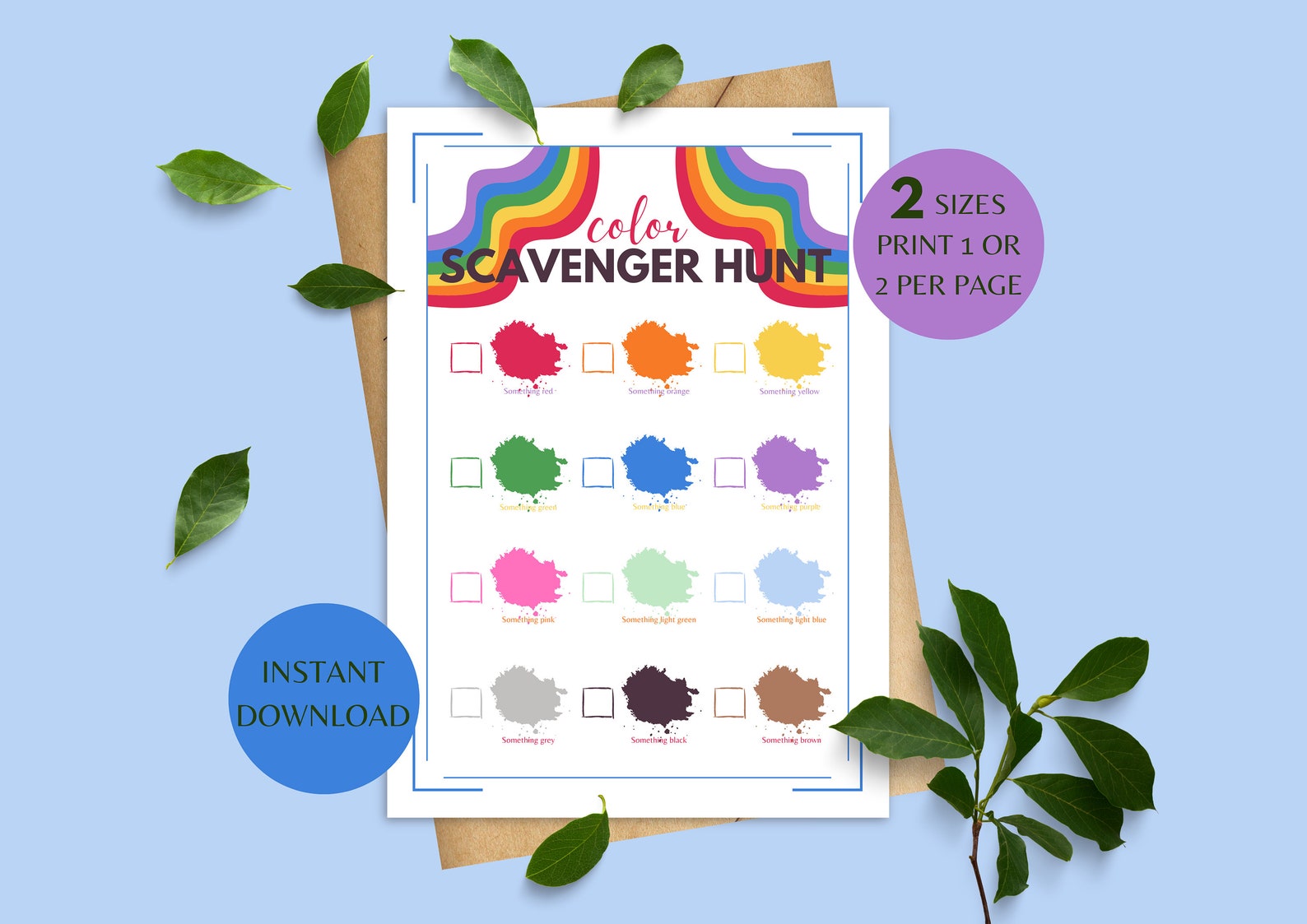 Color Scavenger Hunt Game for Kids, Preschool Teaching Printable Indoor ...