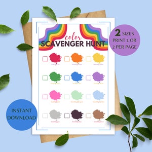 Color Scavenger Hunt Game for Kids, Preschool Teaching Printable Indoor ...