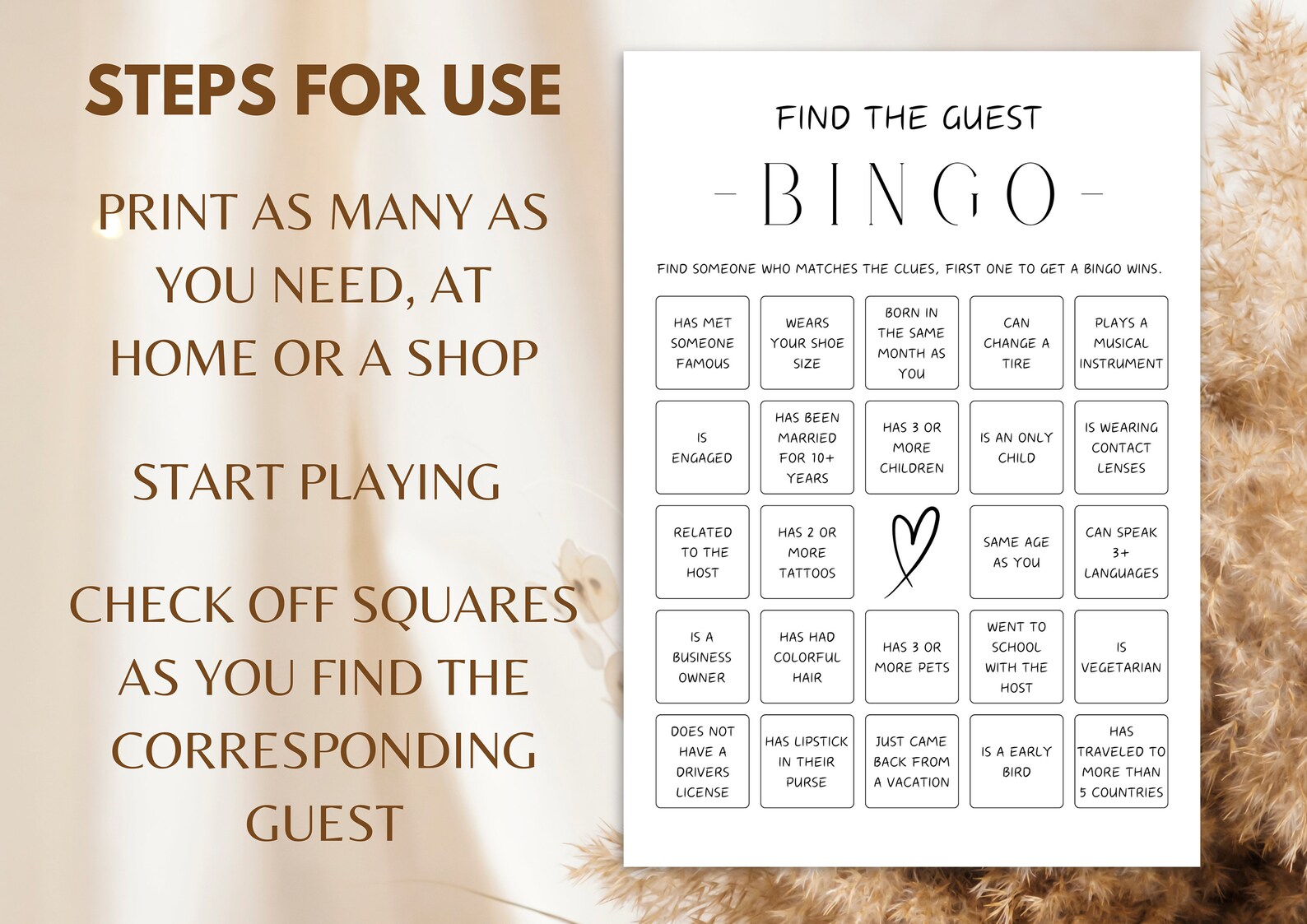 Find the Guest Bingo, Ice Breaker Game, Printable Bridal Shower Game ...