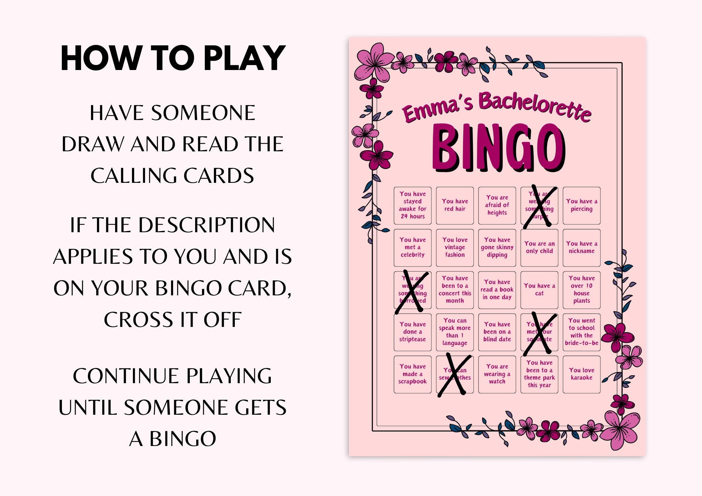 Editable Bachelorette Bingo Game Cards, Flower Bridal Shower, Wlw ...