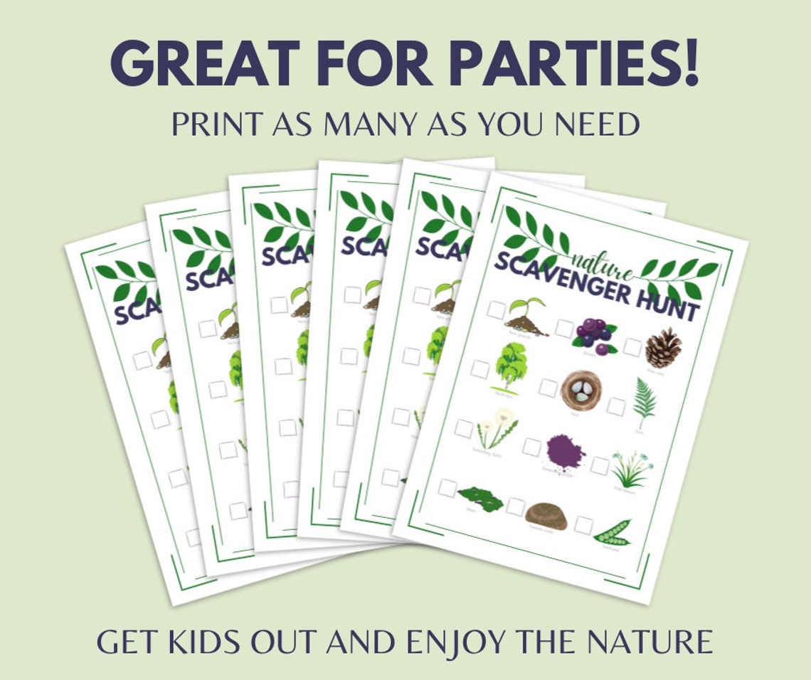 Nature Scavenger Hunt Game for Kids, Outdoor Hiking Treasure, Printable ...