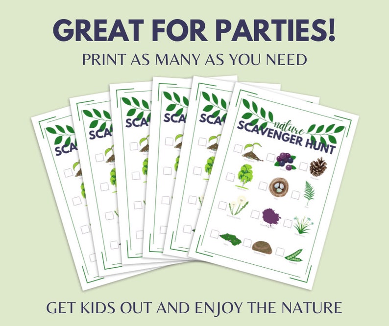 Nature Scavenger Hunt Game for Kids, Outdoor Hiking Treasure, Printable ...