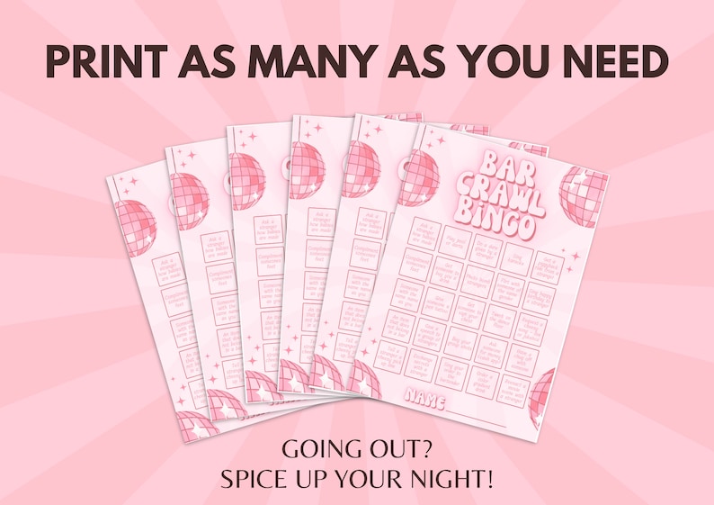 Disco Bar Crawl Bingo, Birthday Cowgirl Scavenger Hunt, 70s ...