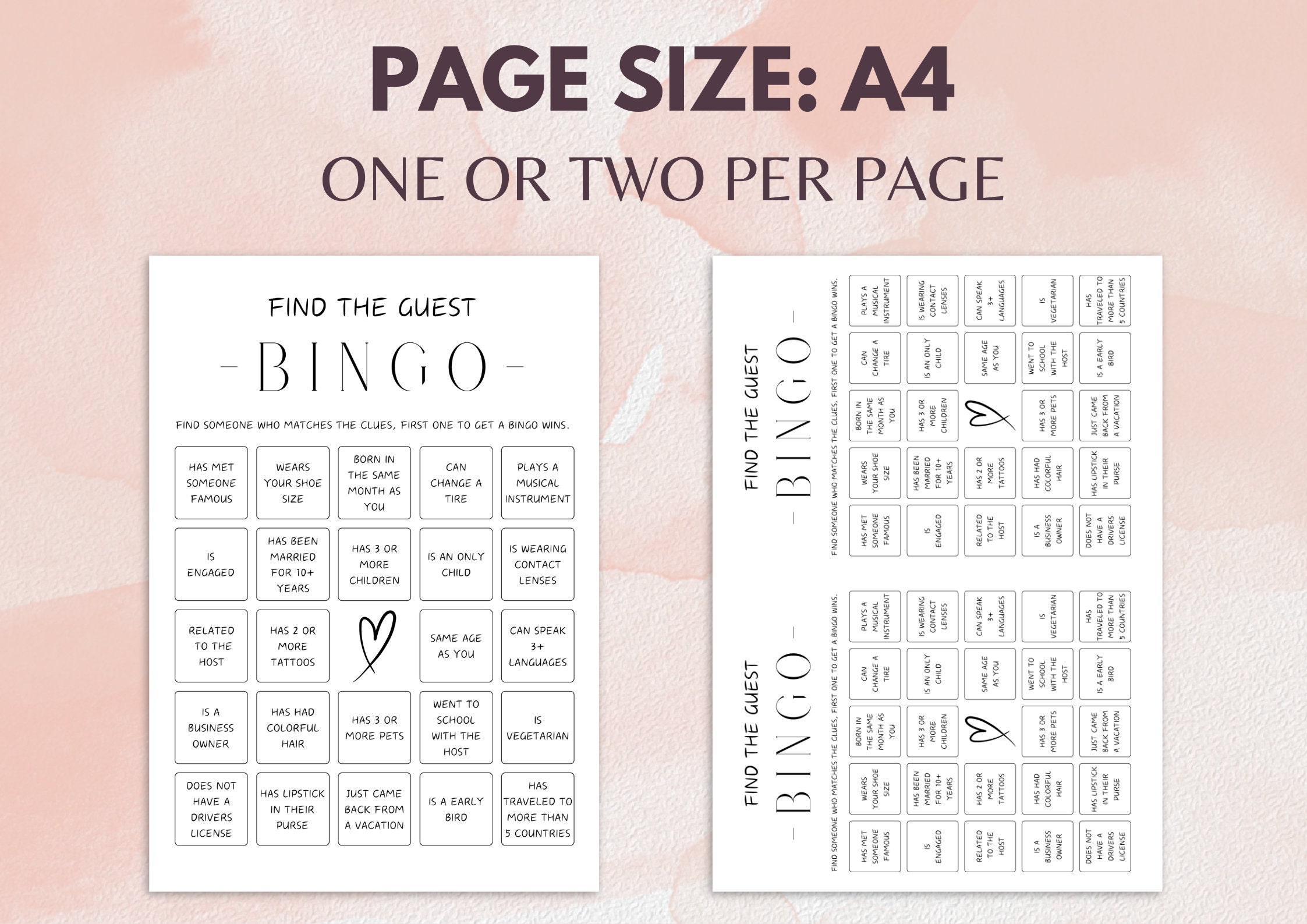 Find the Guest Bingo, Ice Breaker Game, Printable Bridal Shower Game ...