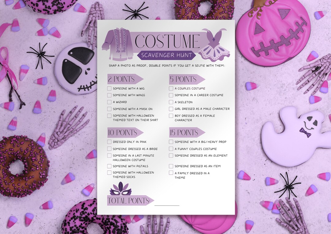 Halloween Scavenger Hunt Game, Printable Costume Treasure Hunt, Adult ...