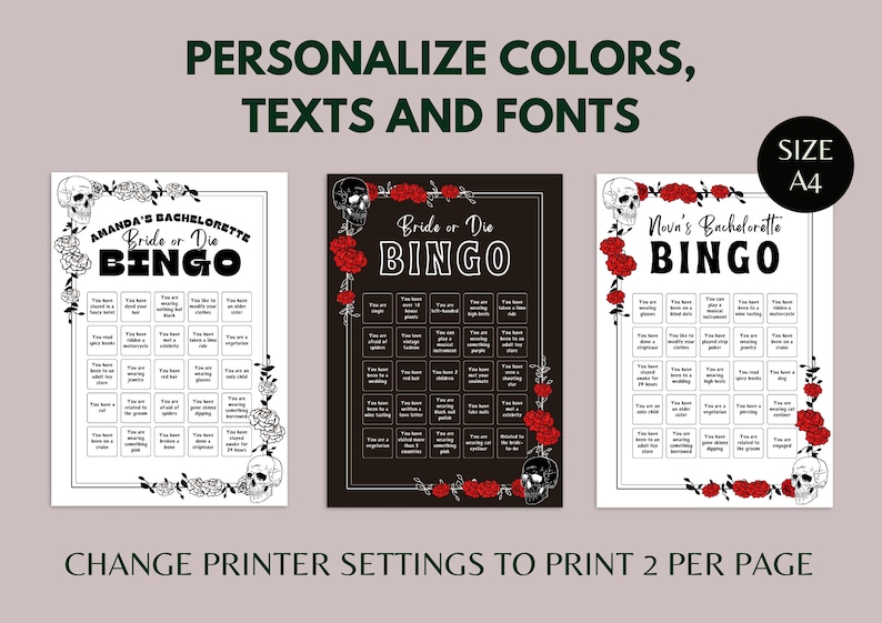 Bachelorette Games Bride or Die, Goth Wedding Editable, Gothic Hen ...