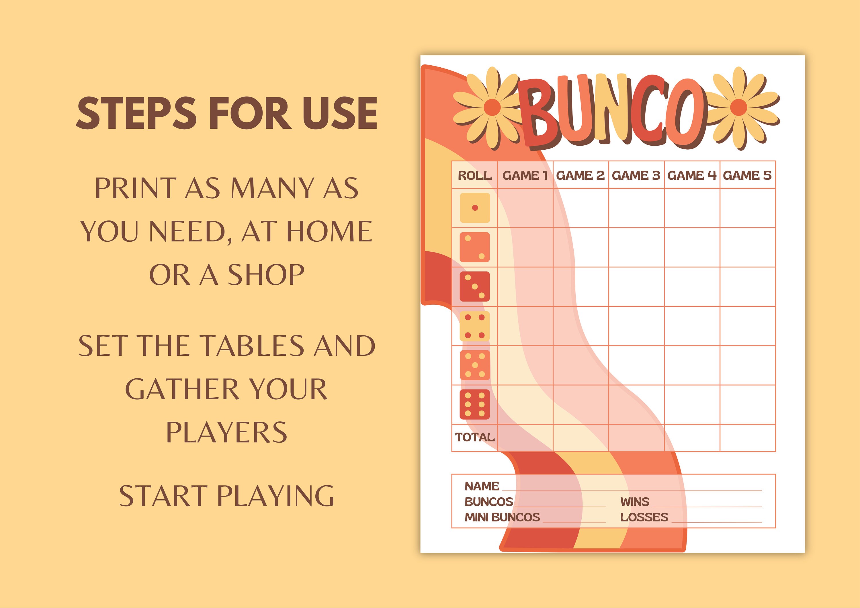 Retro Bunco Reunion Games, Dice Game for Family Game Night, Printable ...