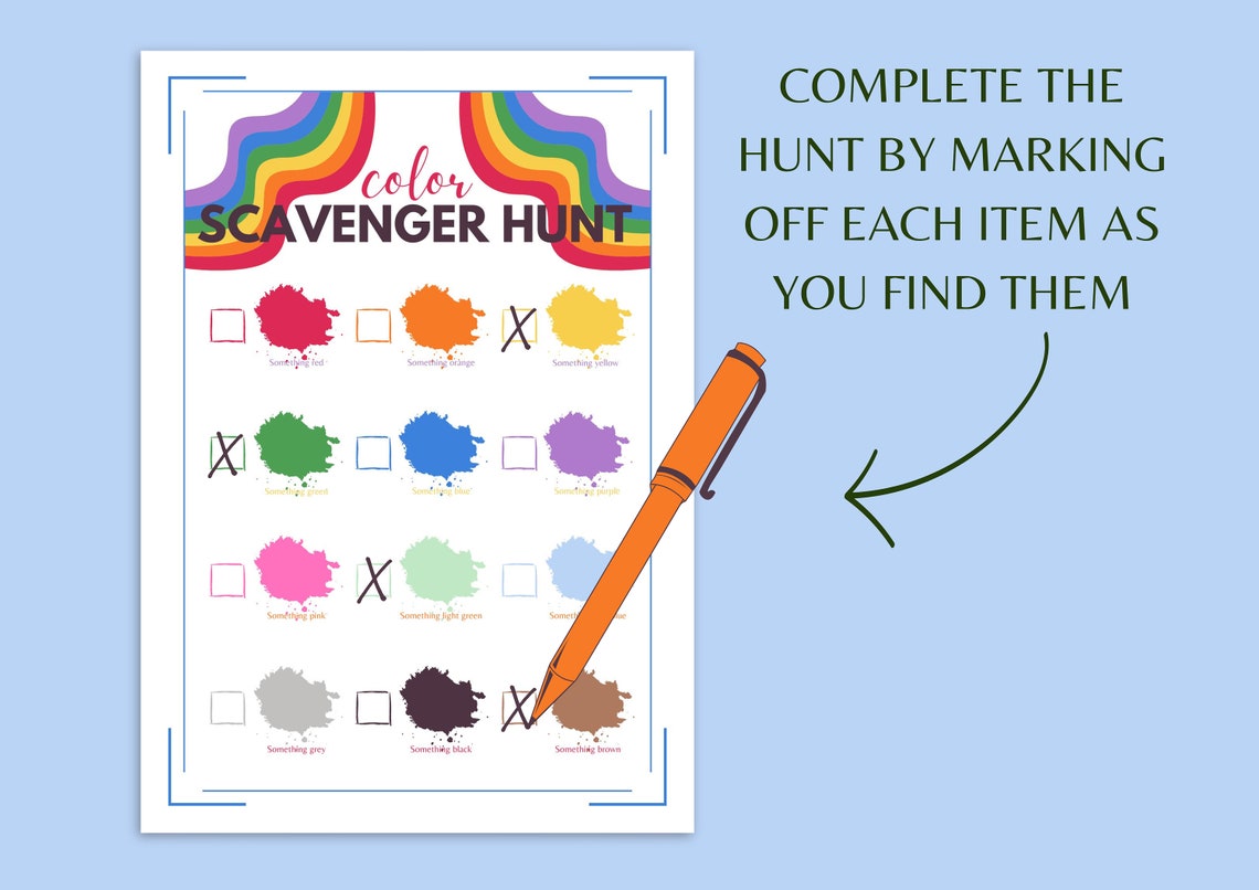Color Scavenger Hunt Game for Kids, Preschool Teaching Printable Indoor ...