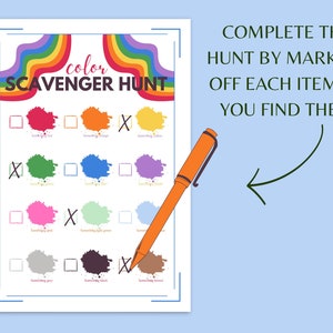 Color Scavenger Hunt Game for Kids, Preschool Teaching Printable Indoor ...