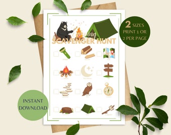Nature Scavenger Hunt Game for Kids, Outdoor Hiking Treasure, Printable ...