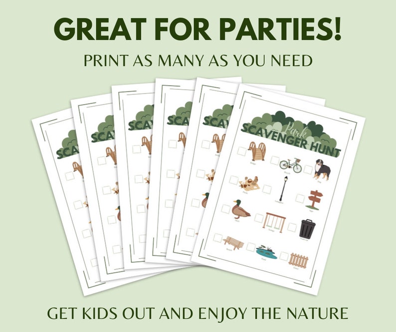 Park Scavenger Hunt Game, Outdoor Hiking Treasure for Kids, Nature ...