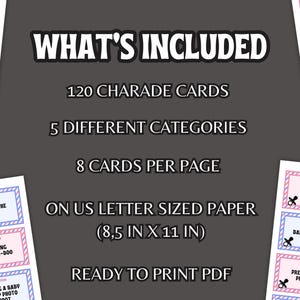 Baby Shower Charades Cards Act It, Gender Reveal Games Printable Baby ...