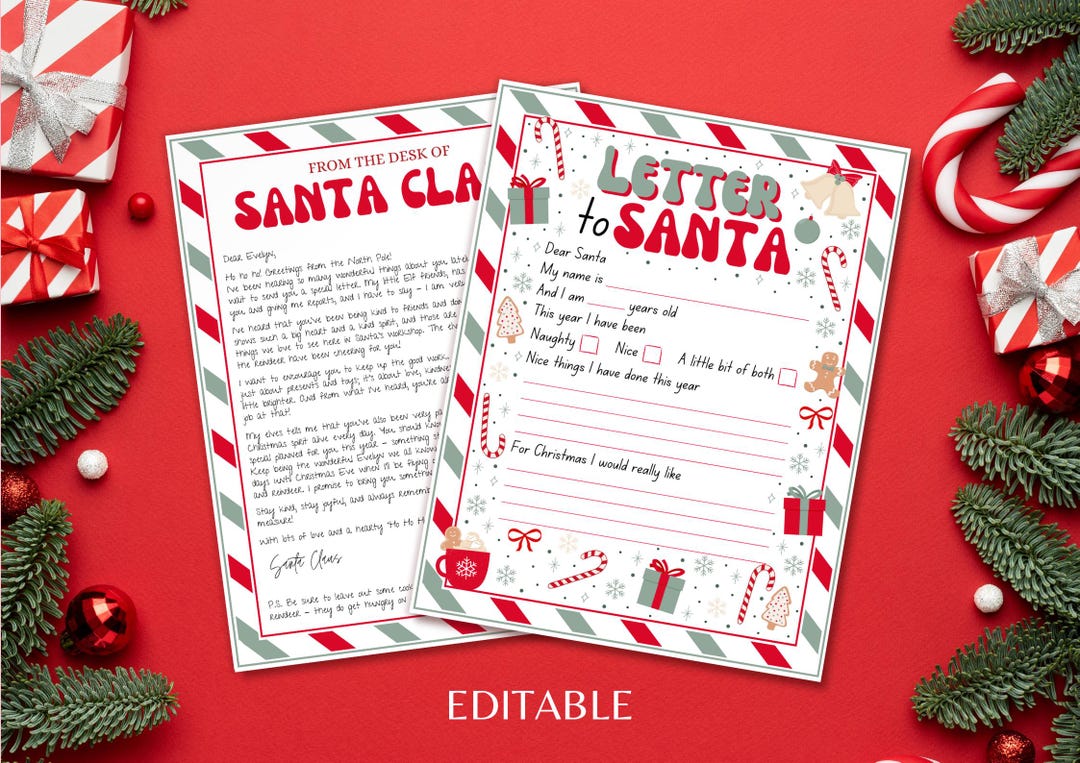 Editable Letter From Santa Letter to Santa Claus Template, Personalised ...