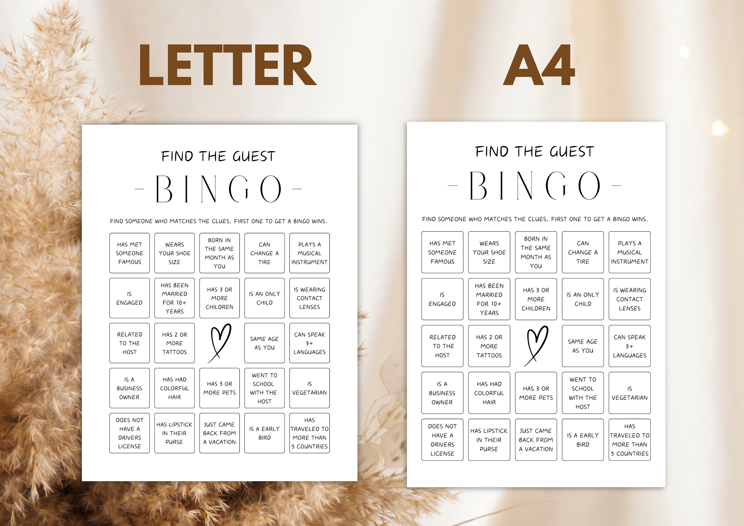 Find the Guest Bingo, Ice Breaker Game, Printable Bridal Shower Game ...