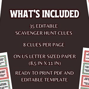 Christmas Scavenger Hunt Clues, Editable Indoor Xmas Treasure Hunt ...