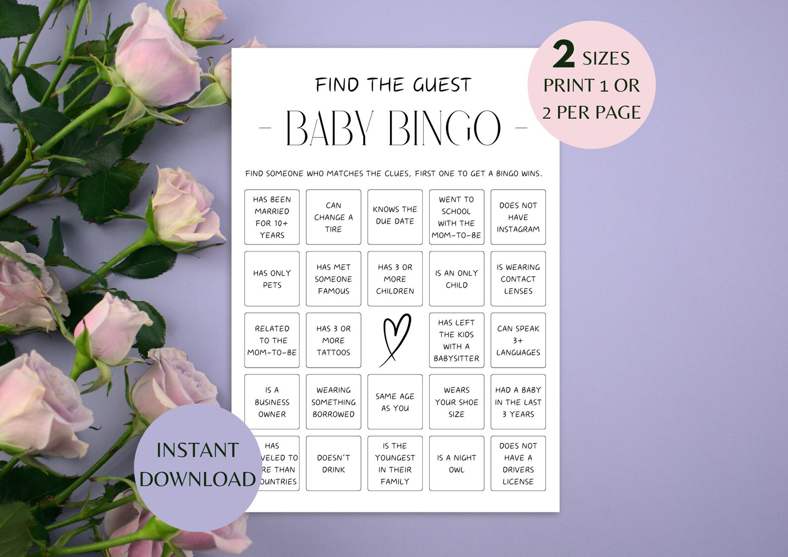 Baby Bingo Find the Guest, Printable Baby Shower Game, Editable Ice ...