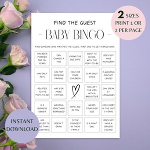 Baby Bingo Find the Guest, Printable Baby Shower Game, Editable Ice ...
