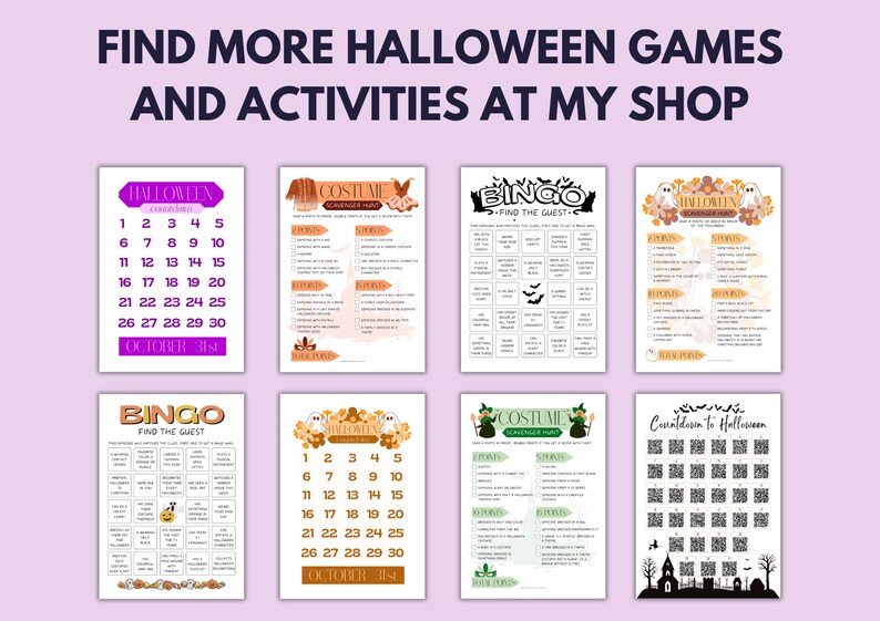 Pastel Halloween Scavenger Hunt, Teen Halloween Games, 3 Printable ...