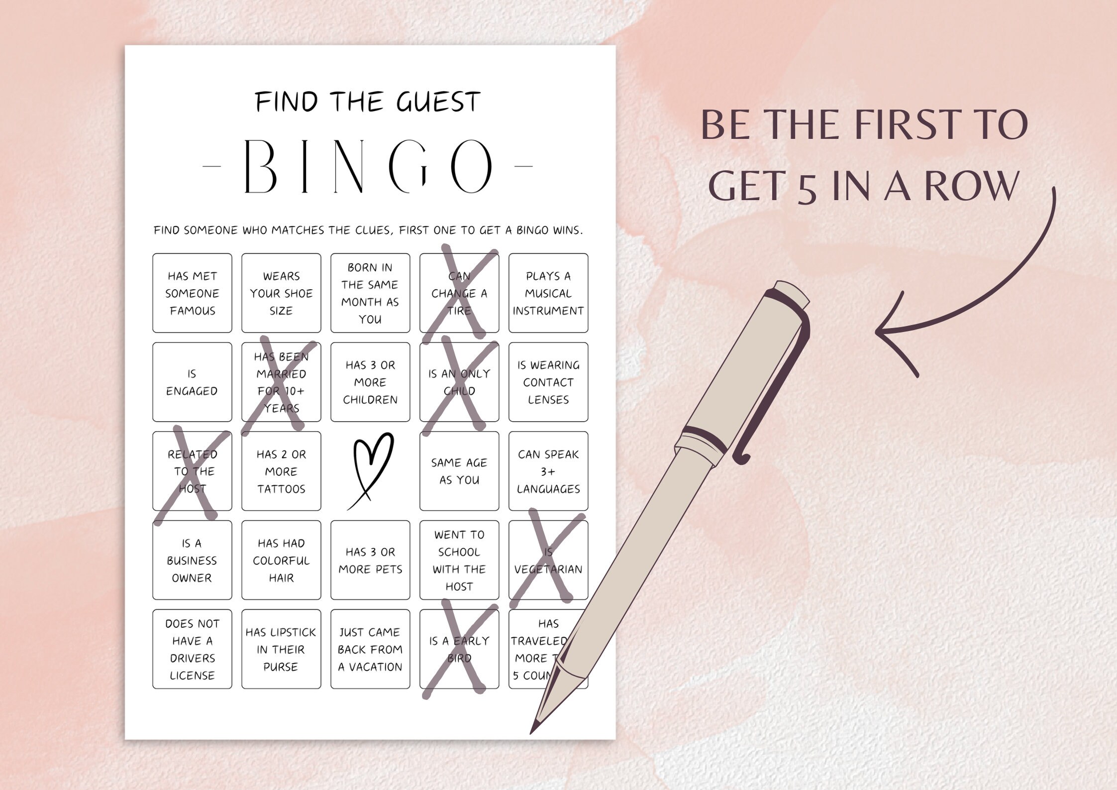 Find the Guest Bingo, Ice Breaker Game, Printable Bridal Shower Game ...